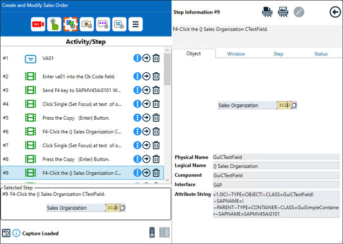 Editing Step Actions and Parameters in Business Capture