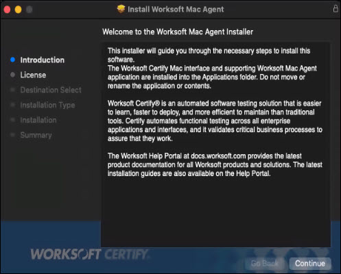 Installing the Worksoft Mac Agent for Worksoft Business Capture for Mac