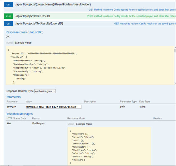 Retrieving Certify Results from a Saved Query ID with Certify Results API Swagger