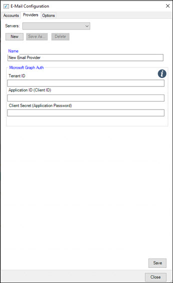 Managing Email Providers for the Email Interface