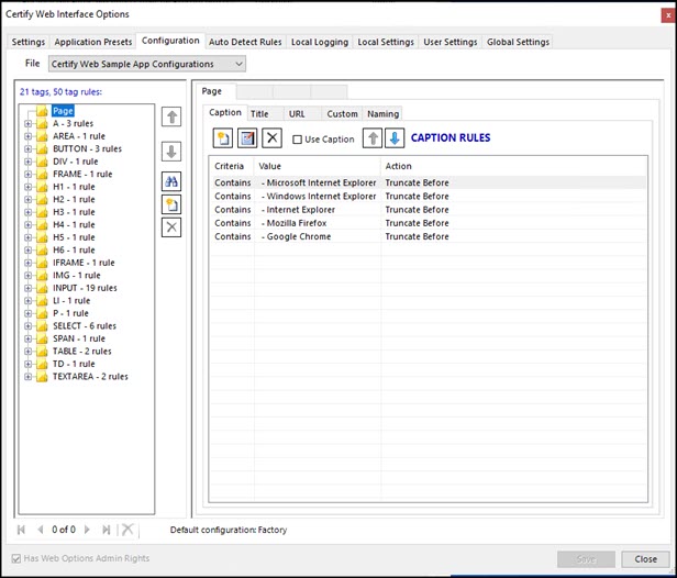Specifying Page Options in the Configuration File